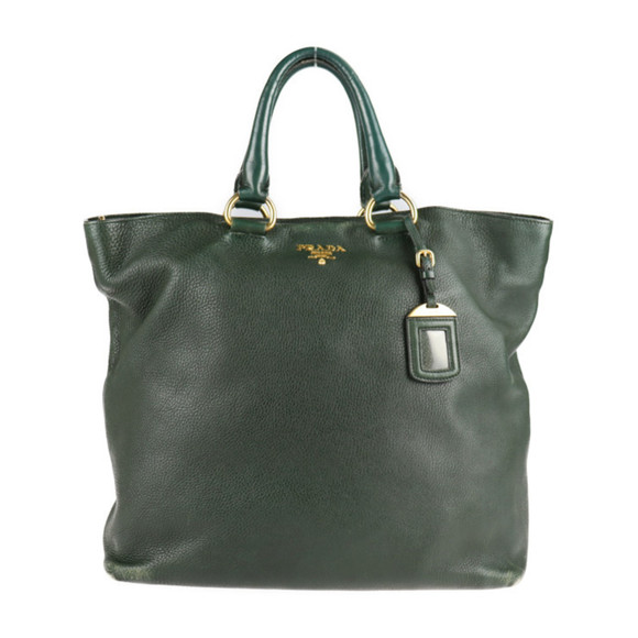 Prada | Bags | Prada Prada Tote Bag Bg865 Leather Green Gold Metal ...